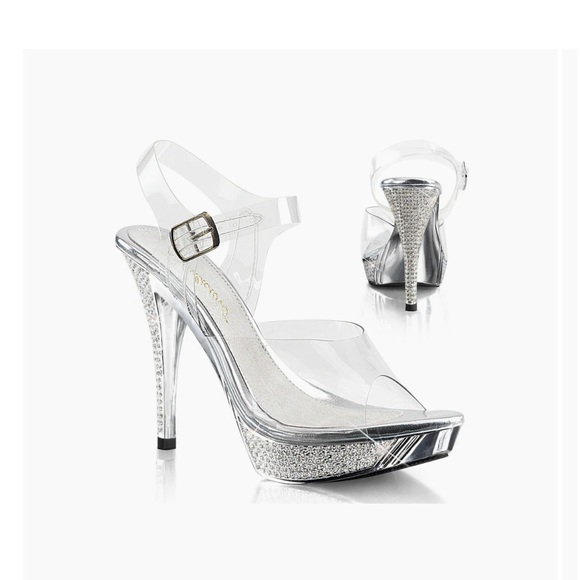 Fabulicious | Shoes | Fabulicious Elegant 48 Clear And Silver Platform ...
